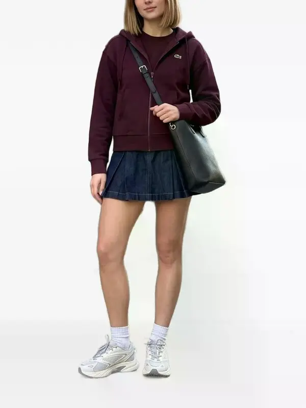 Lacoste Logo Patch Zip-up Hoodie - Purple
