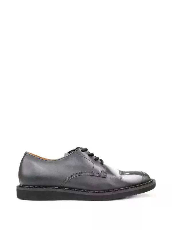Undercover Graphic Print Leather Derby Shoes - Black