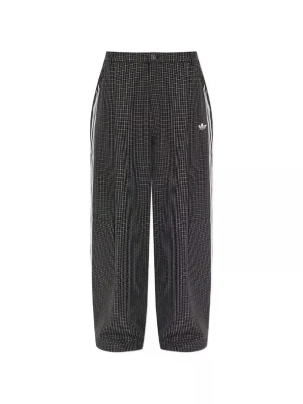 Adidas Check-pattern Wide-leg Trousers - Black