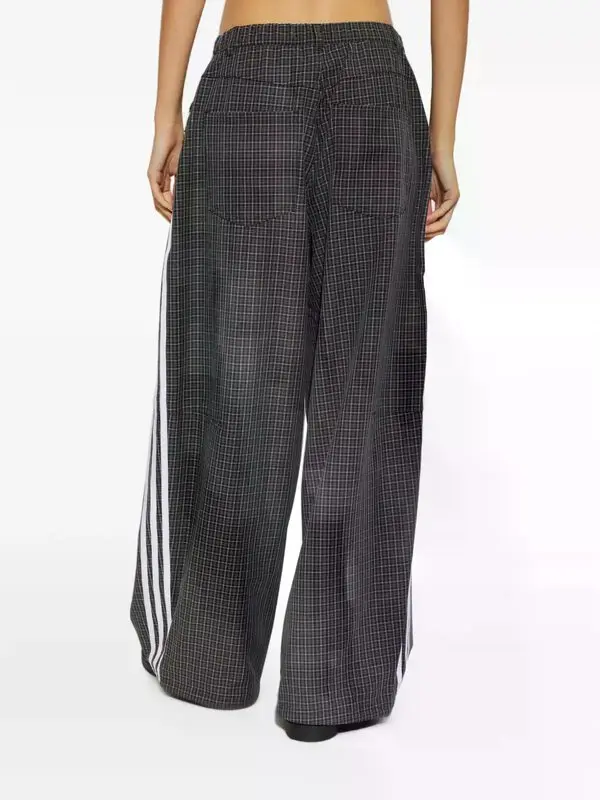 Adidas Check-pattern Wide-leg Trousers
