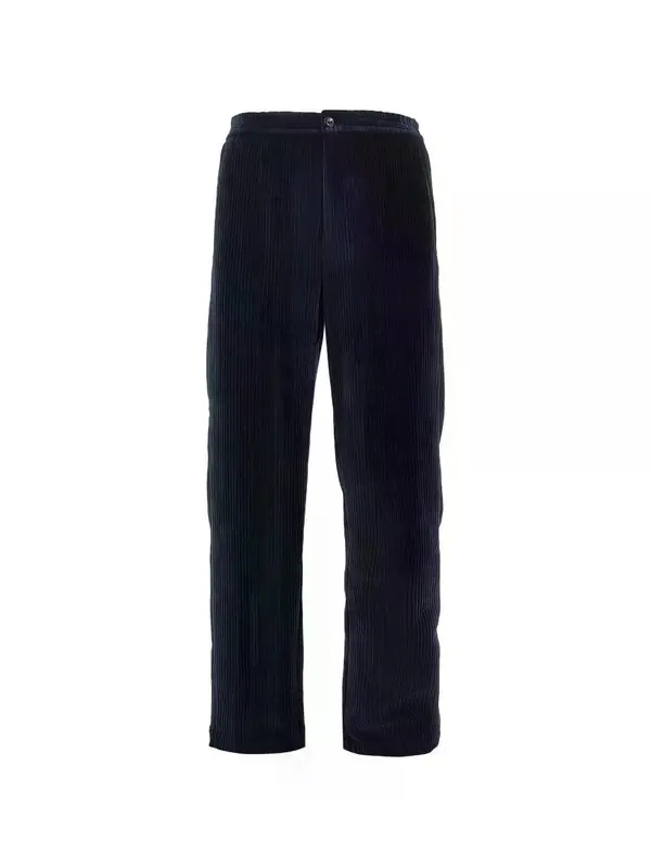 Emporio Armani Ribbed Velvet-effect Trousers - Blue