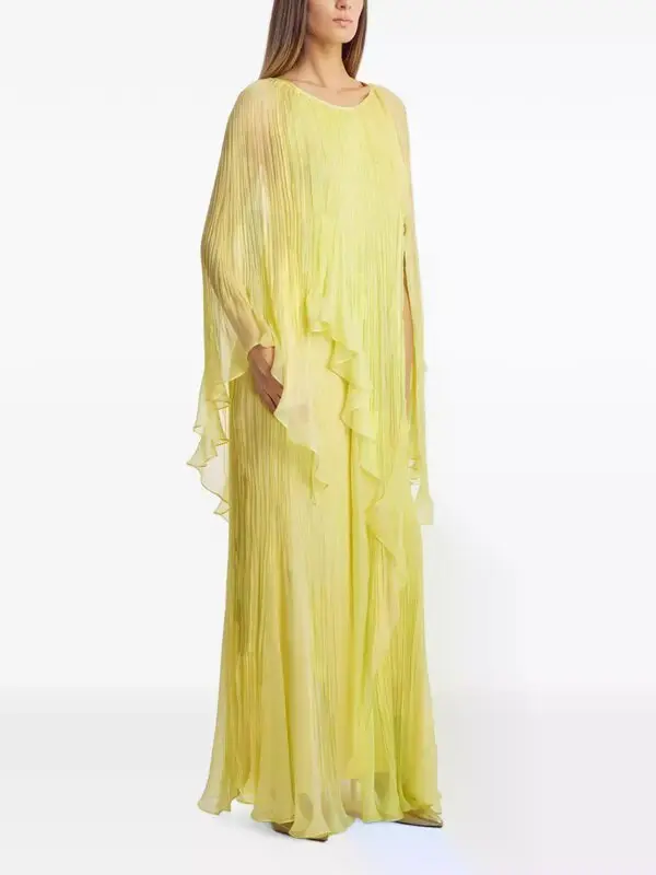 IRINA SCHROTTER Alexia Plissé Ruffled Maxi Dress