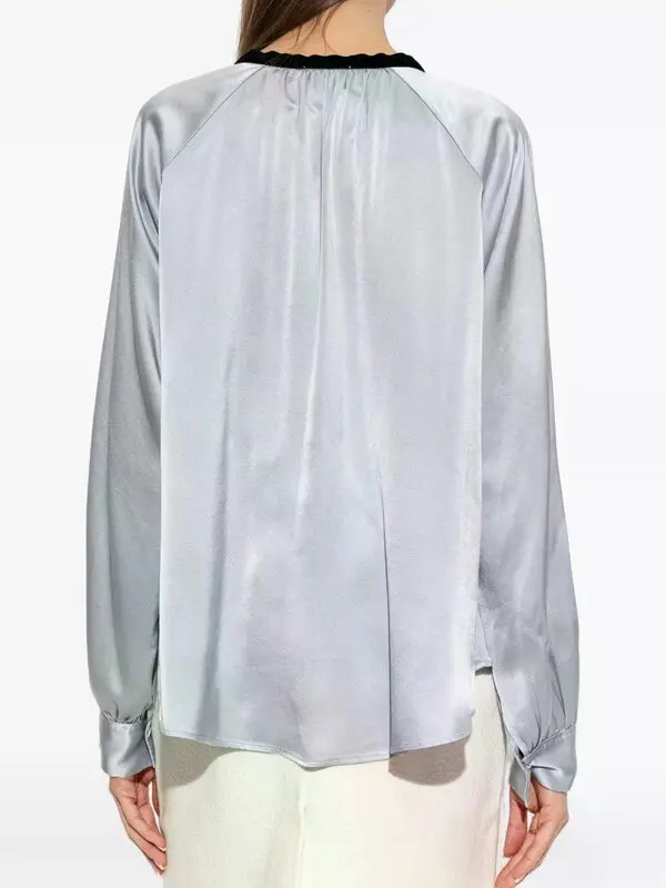 FORTE_FORTE Tie-neck Silk Satin Top