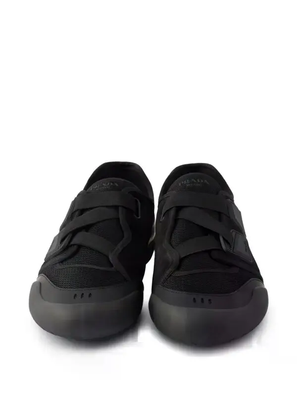 Prada Speedrock Leather And Mesh Fabric Sneakers - Black