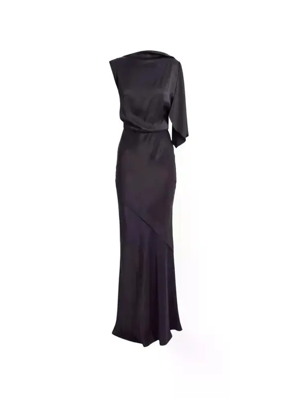 IRINA SCHROTTER Beatrice Asymmetric Maxi Dress - Black