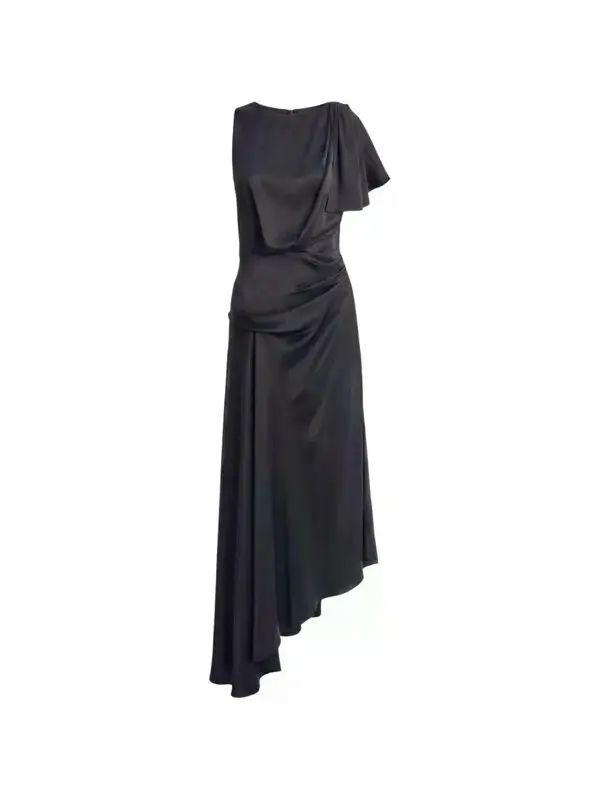 IRINA SCHROTTER Bridget Draped Asymmetric Maxi Dress - Black