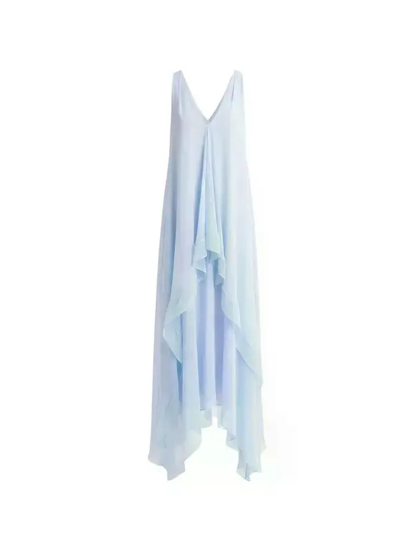 IRINA SCHROTTER Liko Ruffled Asymmetric Midi Dress - Blue