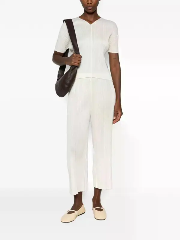Issey Miyake Pleated Cropped Trousers - Yellow
