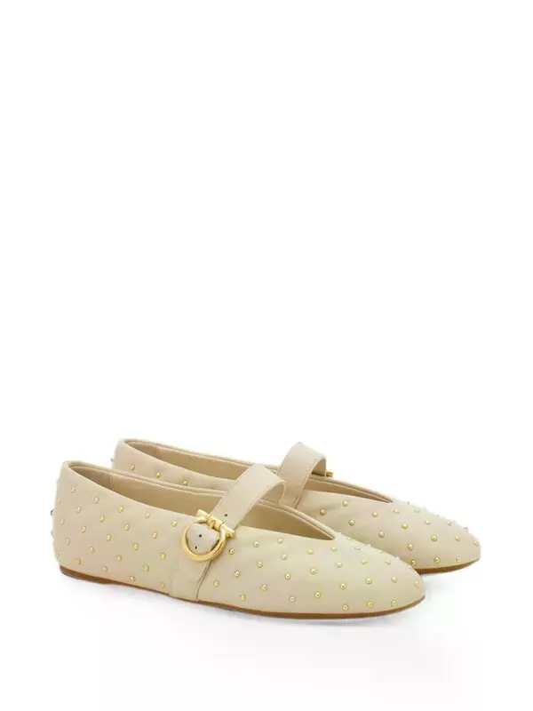 FERRAGAMO Studded Gancini Buckle Ballet Flats