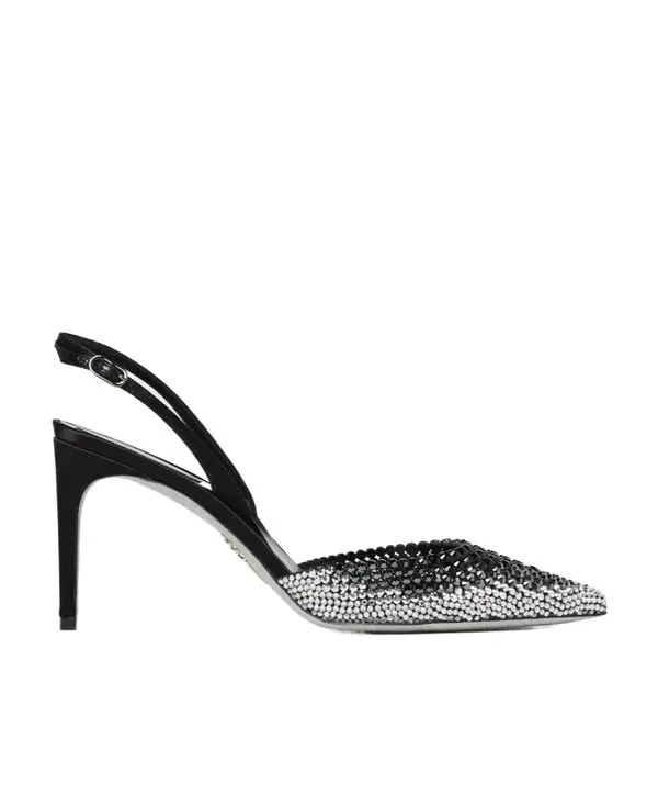 Rene Caovilla Jackie Embellished Slingbacks - Black