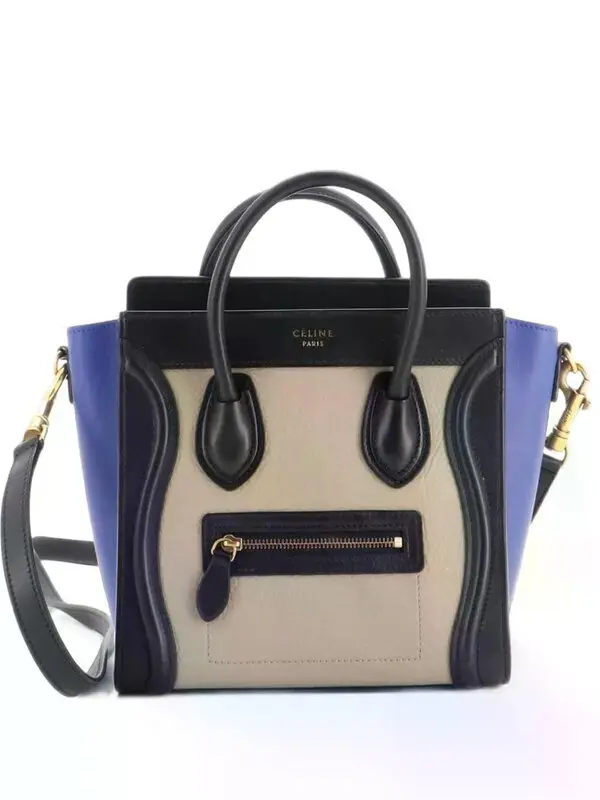 Celine Tricolor Luggage Bag Leather Nano Crossbody Bag - Black