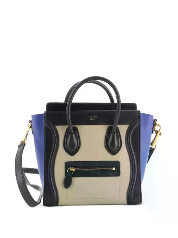 Celine Tricolor Leather Nano Luggage Crossbody Bag - Black