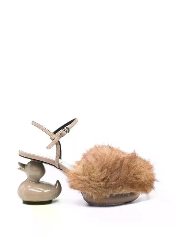 Mihara Yasuhiro Faux-fur Duck-heel Sandals - Brown