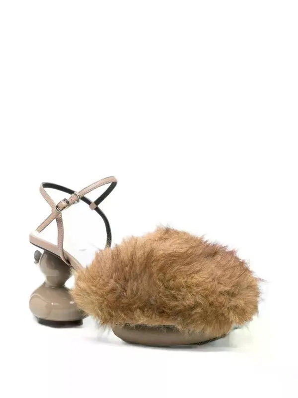 Mihara Yasuhiro Faux-fur Duck-heel Sandals - Brown