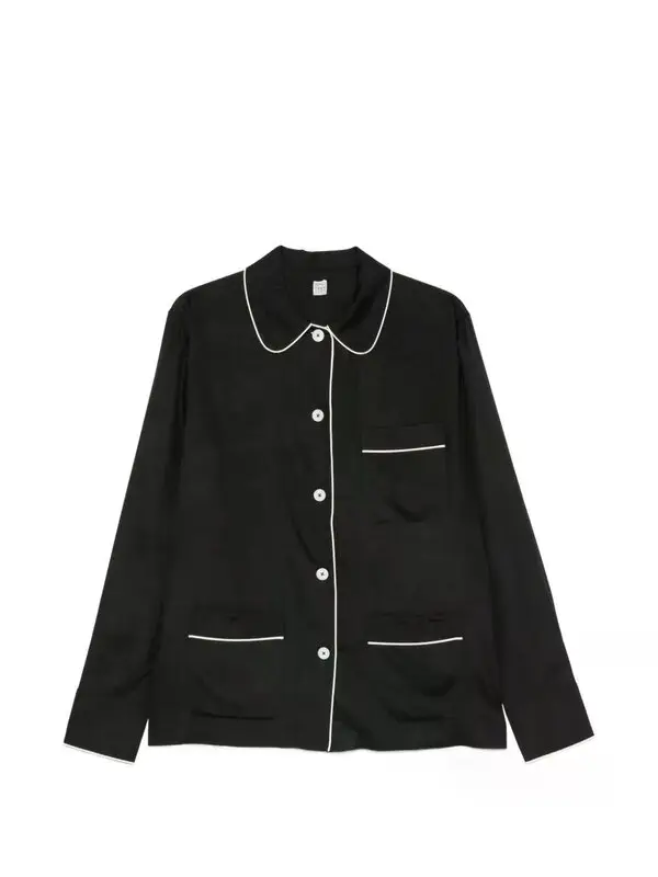 TOTEME Piped-trim Pajama Shirt - Black