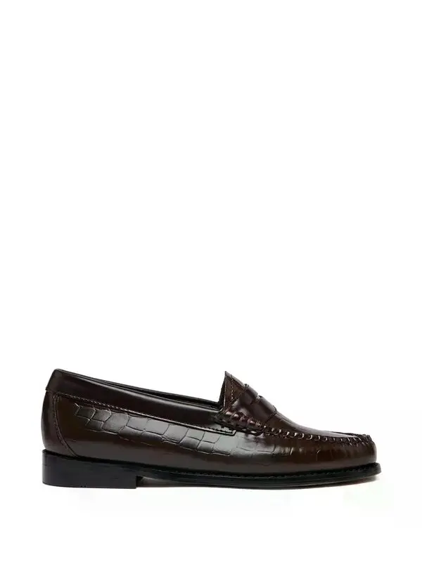 G.H.BASS Weejuns Crocodile-embossed Leather Loafers - Brown
