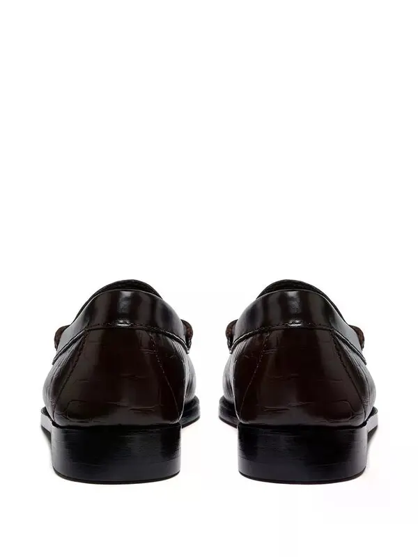 G.H.BASS Weejuns Crocodile-embossed Leather Loafers
