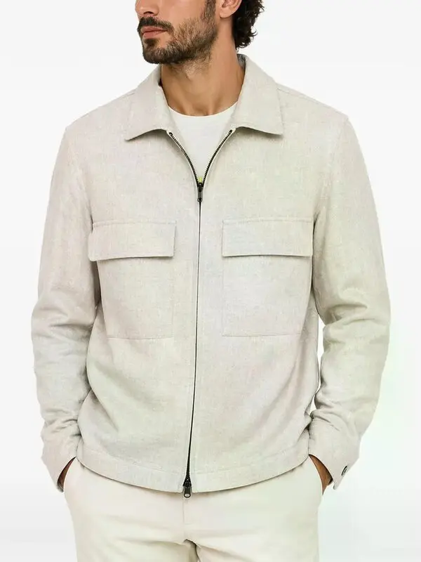 MANUEL RITZ Linen Zip-up Jacket - Neutrals