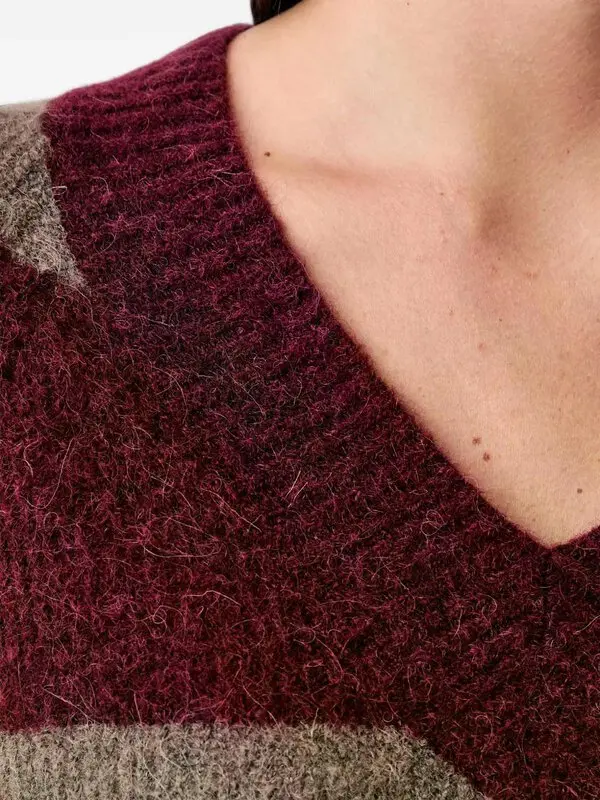 MOS MOSH V-neck Striped Sweater