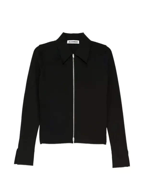 JIL SANDER Zip-up Pointed Collar Jacket - Black