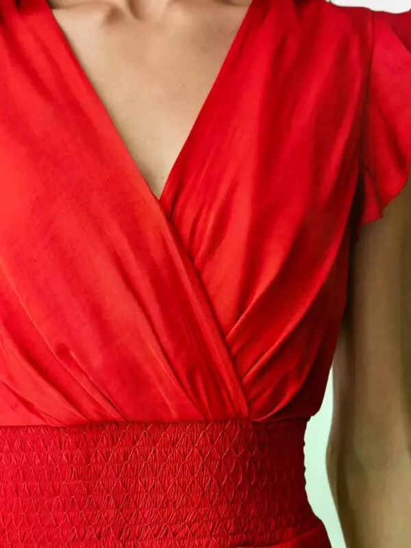 MORGAN Rwally Ruffled Asymmetric Hem Midi Dress