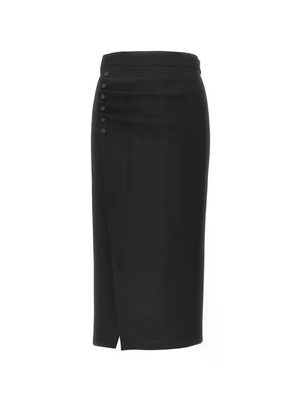 Emporio Armani Button-embellished Draped Skirt - Black