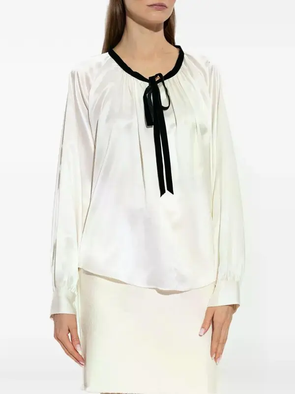 FORTE_FORTE Silk Tie-neck Blouse