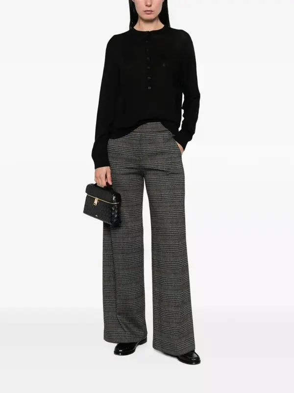 VICOLO Button-up Crew Neck Sweater - Black