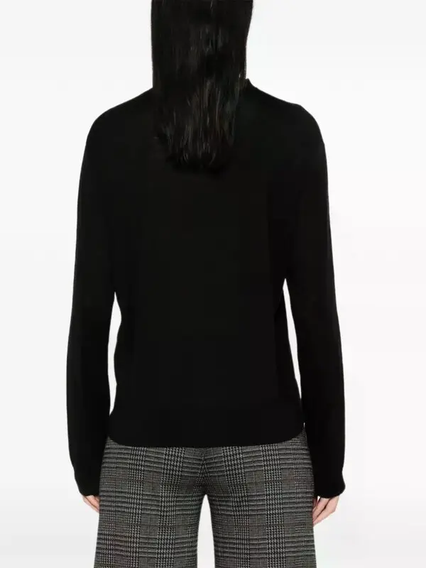 VICOLO Button-up Crew Neck Sweater - Black
