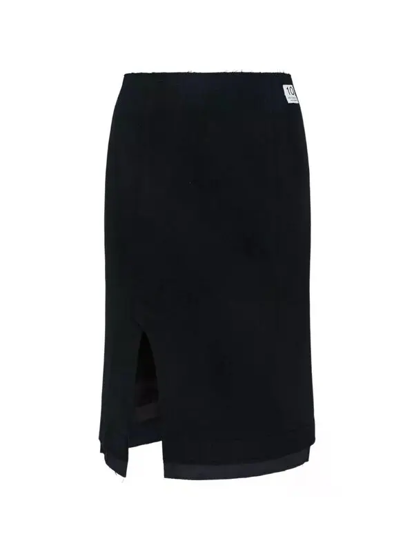 RE CODE Logo-patch Raw-edge Skirt - Black