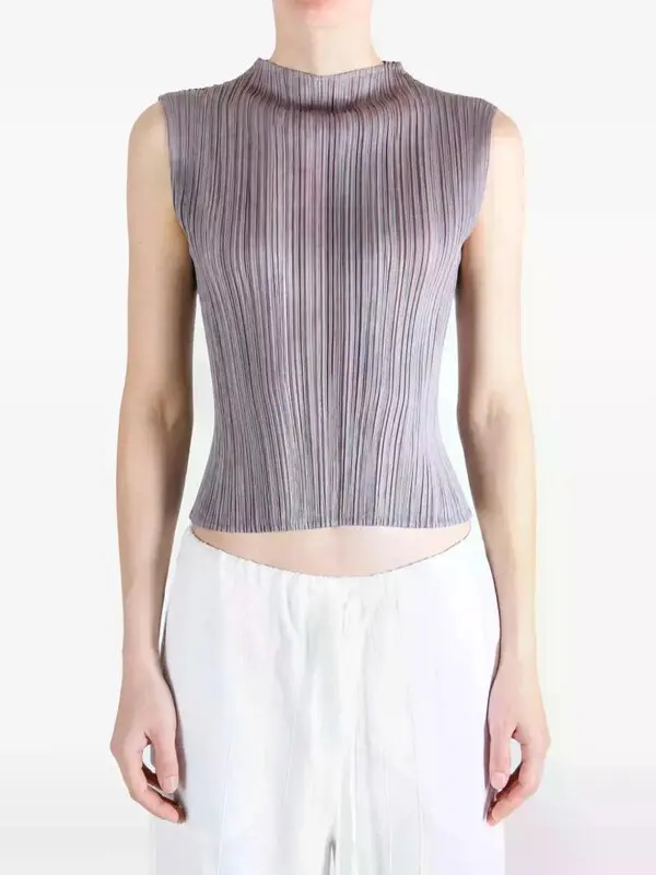Issey Miyake Sleeveless High Neck Top - Purple