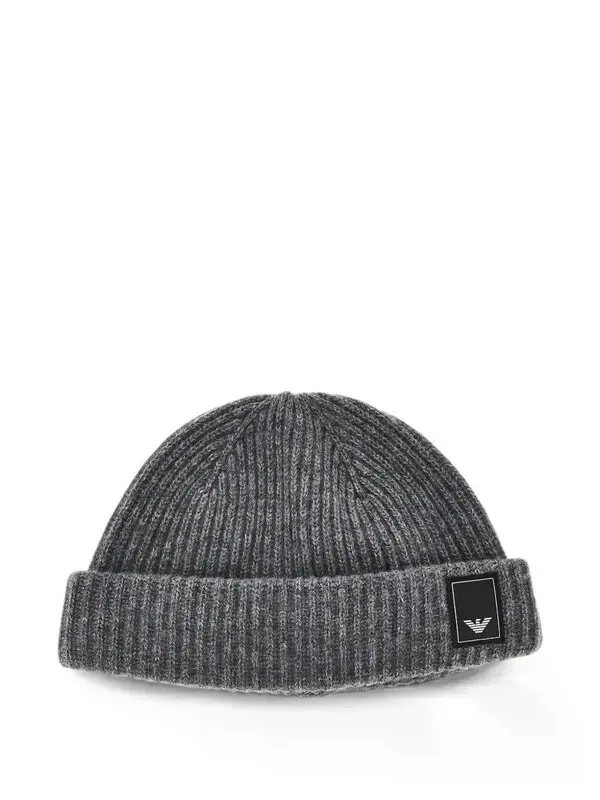 Emporio Armani Ribbed-knit Beanie Hat - Grey