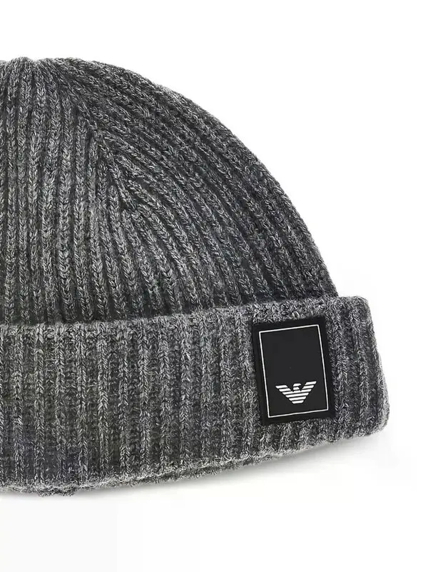 Emporio Armani Ribbed Knit Beanie - Grey