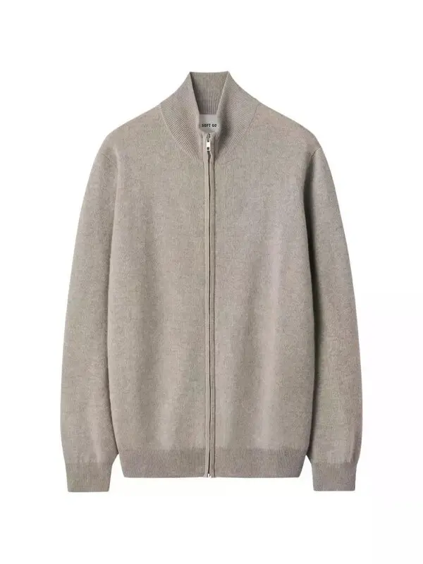 Soft Goat Zip-up Cashmere Sweater - Neutrals