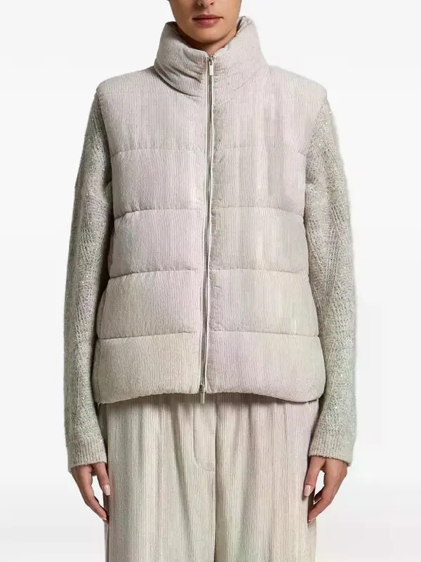 Peserico Quilted Corduroy Gilet - Grey