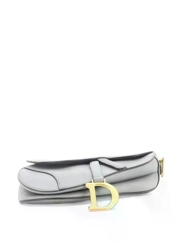 Dior Saddle Handbag Leather Medium Shoulder Bag - Grey