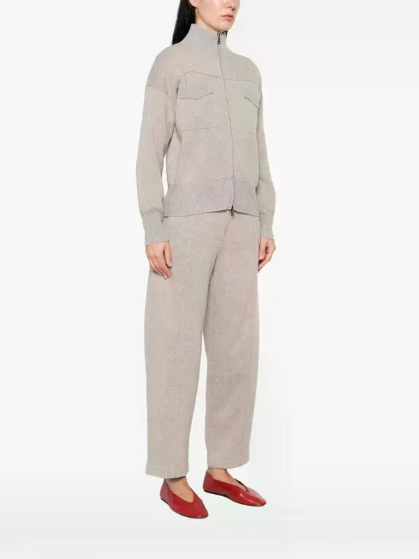 PANICALE Zip-up Ribbed-trim Cardigan