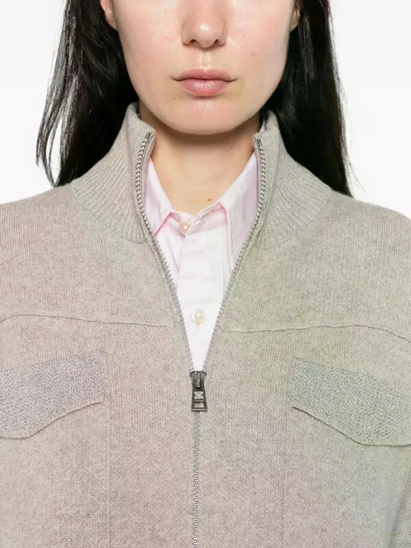PANICALE Zip-up Ribbed-trim Cardigan
