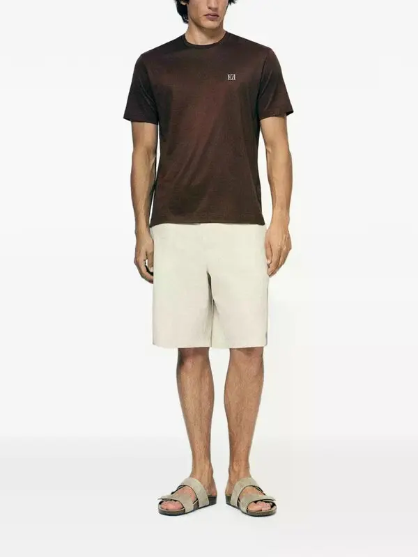 DOMAINE DES ARTISTES Logo-embroidered T-shirt - Brown