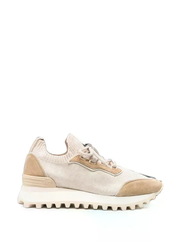 Eleventy Suede-panneled Knit Sneakers