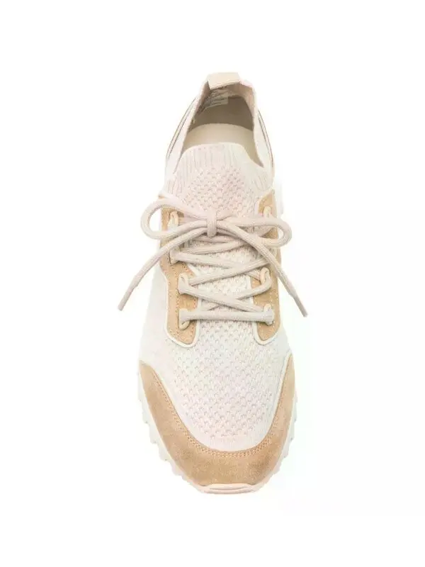 Eleventy Suede-panneled Knit Sneakers - Neutrals