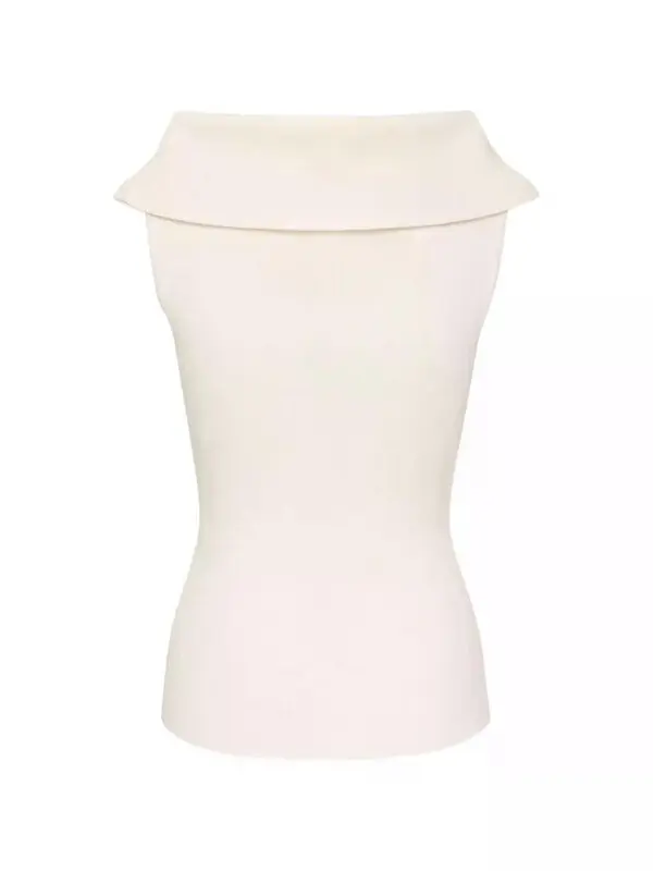 CLUB21 COLLECTION Ribbed-knit Sleeveless Top - White