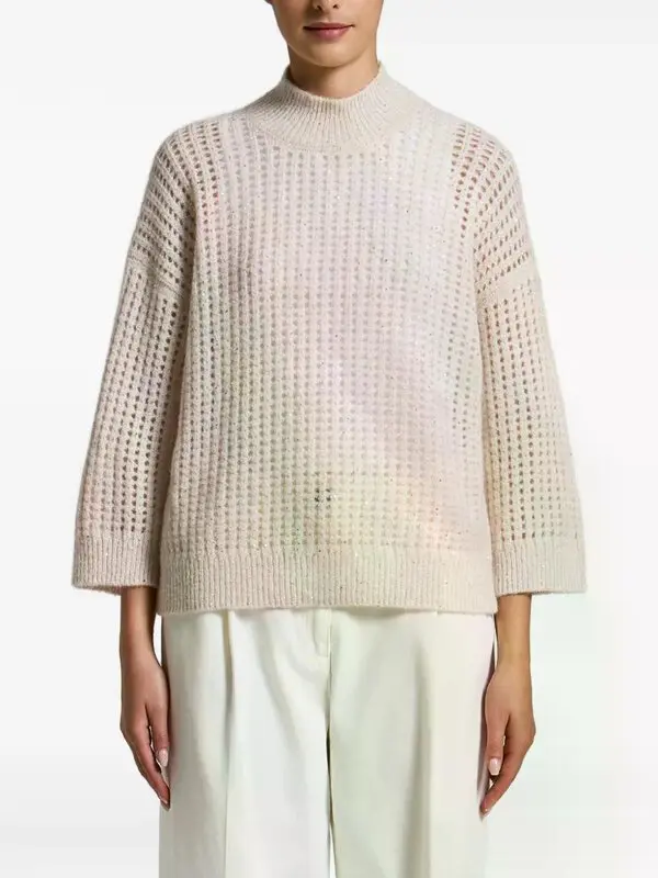 Peserico Sequin-embellished Open-knit Sweater - Pink