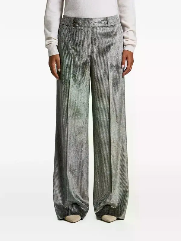 Peserico Ribbed Velvet-effect Palazzo Pants - Grey
