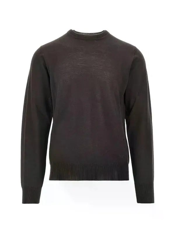 Emporio Armani Logo-embroidered Virgin Wool Sweater - Brown
