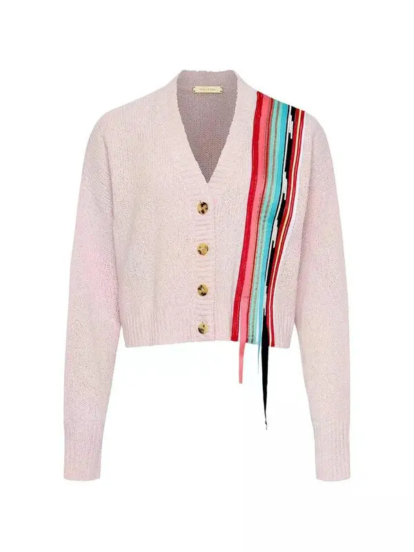 Hellessy Hellesy Striped Detail Cropped Cardigan - Pink