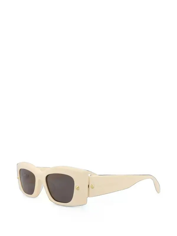 Alexander McQueen Spike-stud Rectangle-frame Sunglasses - Neutrals