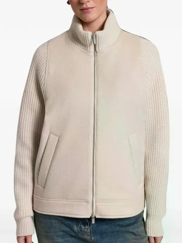 Peserico Ribbed-knit Panelled Jacket