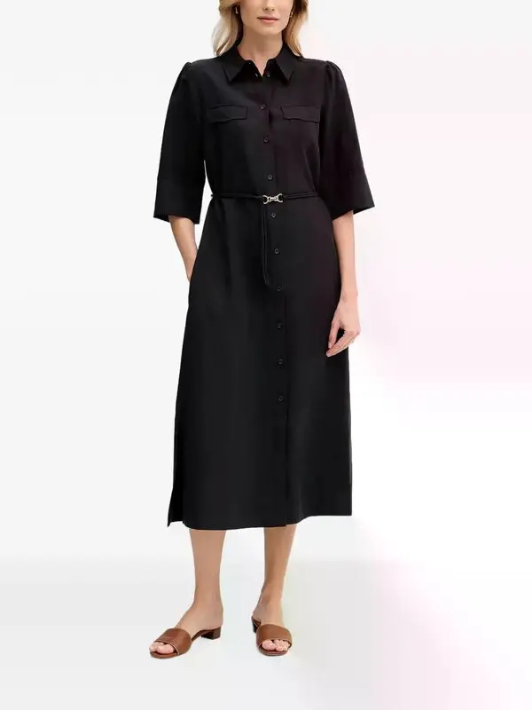 MOS MOSH Rayas Alexis Belted Button-down Shirt Midi Dress - Black