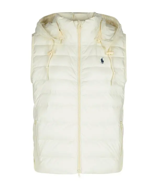 Polo Ralph Lauren Padded Sleeveless Gilet With Removable Hood - White